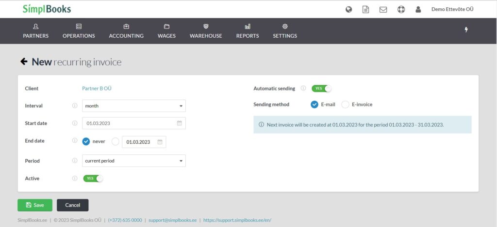Periodic billing in SimplBooks - SimplBooks